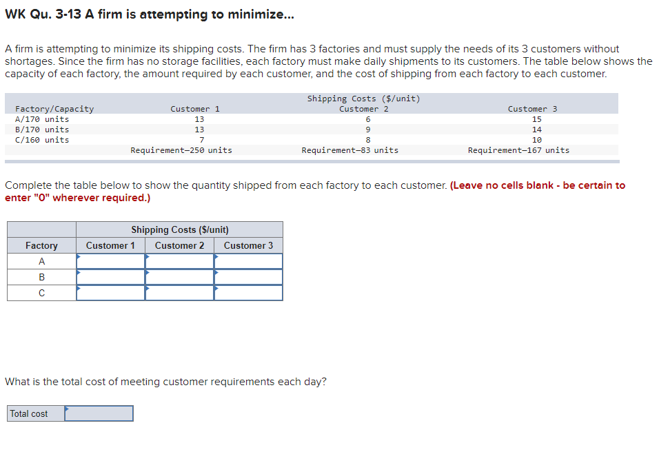 Solved WK Qu. 3-13 A firm is attempting to minimize...A | Chegg.com Solved WK Qu. 3-13 A firm is attempting to minimize...A | Chegg.com