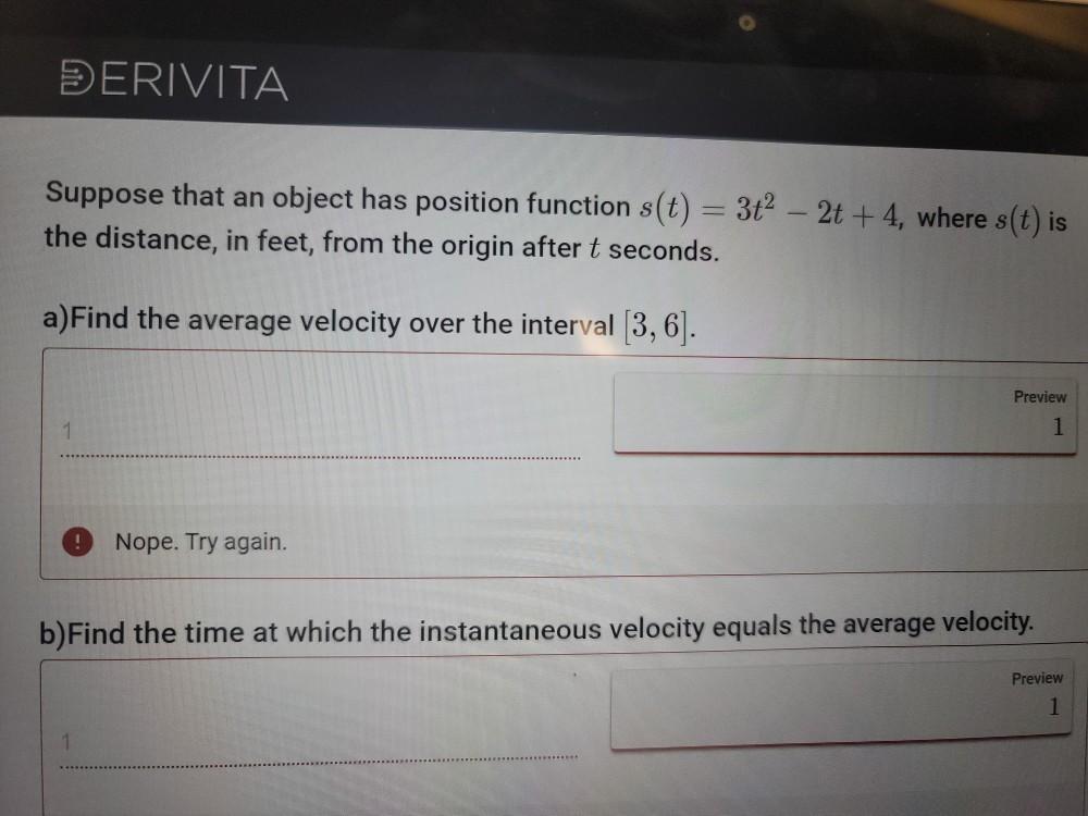 Solved DERIVITA Suppose that an object has position function | Chegg.com