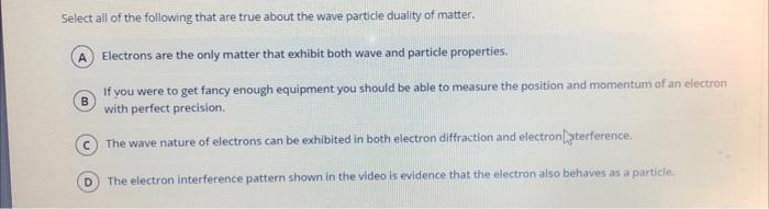 Solved Select all of the following that are true about the | Chegg.com