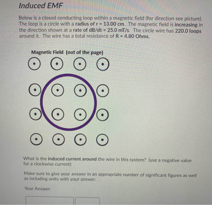 Solved Induced EMF Below is a closed conducting loop within | Chegg.com