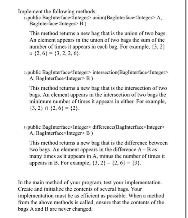 Solved Implement the following methods: 1) public | Chegg.com