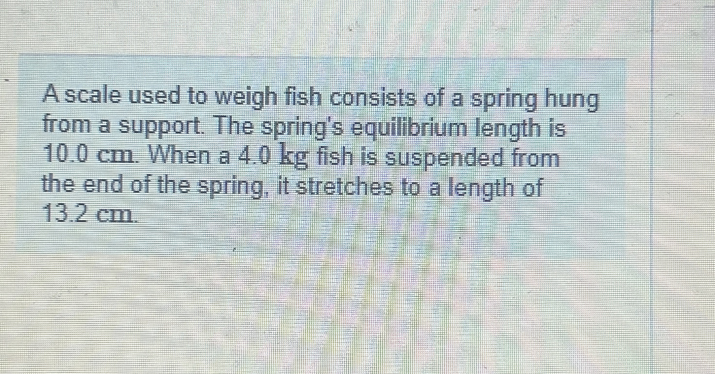 Solved A scale used to weigh fish consists of a spring hung | Chegg.com