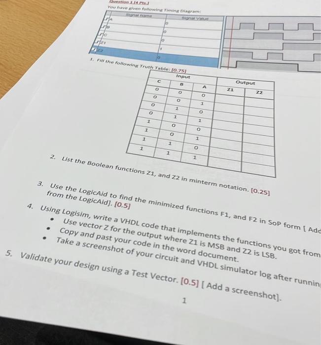 2. List the Boolean: from the Logicaid]. [0.5] - Use | Chegg.com