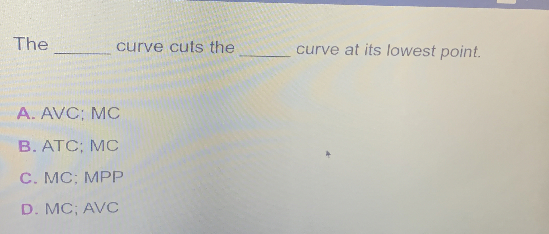 Solved The ﻿curve cuts the ﻿curve at its lowest point.A. | Chegg.com