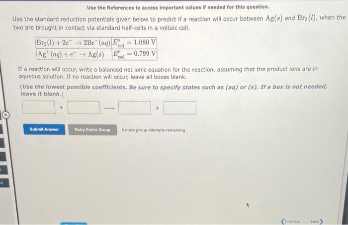 Solved Use the standard reduction potentials given below to | Chegg.com