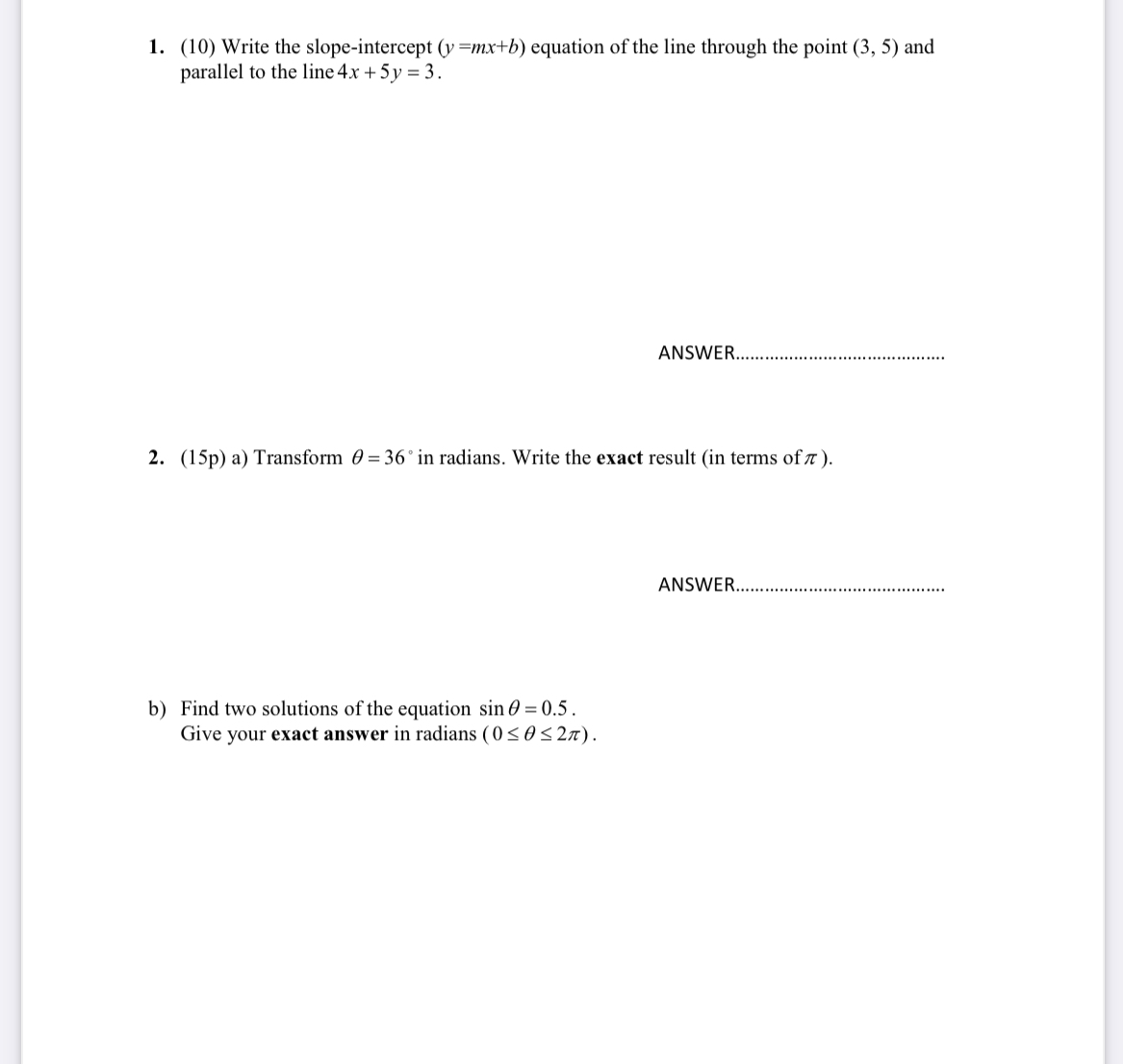 Solved (10) ﻿Write the slope-intercept )=(mx+b ﻿equation of | Chegg.com
