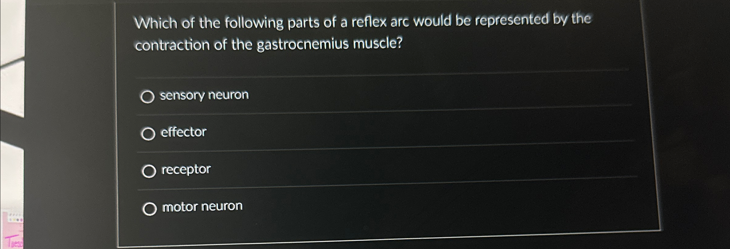 Solved Which of the following parts of a reflex arc would be | Chegg.com