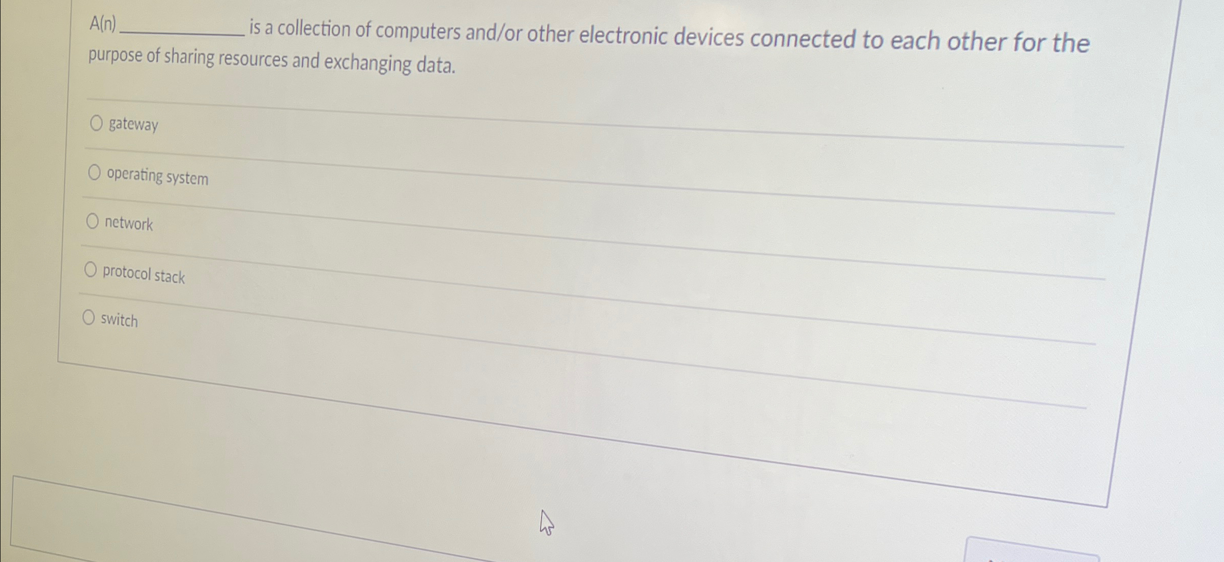 Solved A(n) ﻿is a collection of computers and/or other | Chegg.com