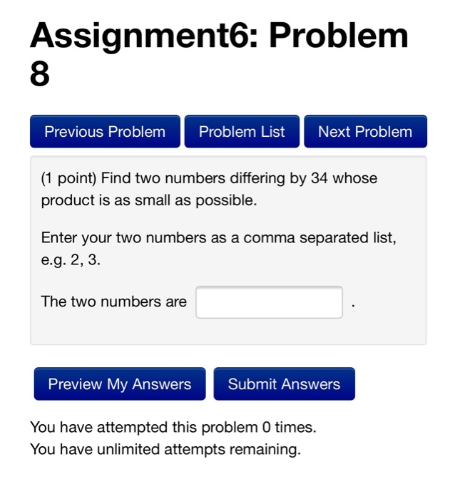 Solved Assignment6 Problem Previous Problem Problem List 0970