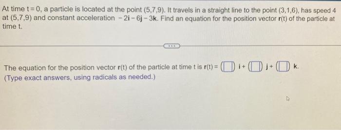 Solved At time t=0, a particle is located at the point | Chegg.com