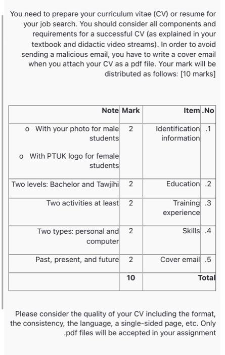 Solved You need to prepare your curriculum vitae (CV) or | Chegg.com