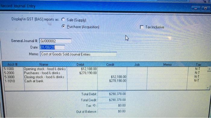 Solved please answer,how to input the closing stock figure | Chegg.com