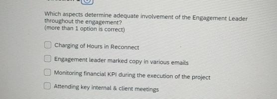 Solved Which aspects determine adequate involvement of the | Chegg.com