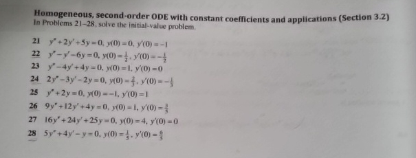 Solved Please solve 25 ﻿and 26Homogeneous, second-order ODE | Chegg.com