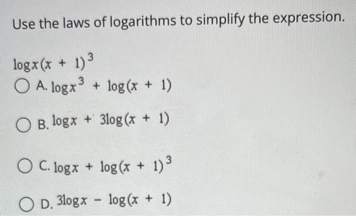 Solved Use the laws of logarithms to simplify the | Chegg.com