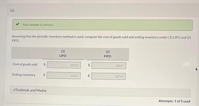 Solved Current Attempt in Progress Inventory information for | Chegg.com