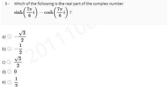 Solved 5 - Which of the following is the real part of the | Chegg.com