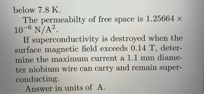 Solved 010 10.0 points Niobium metal becomes a | Chegg.com