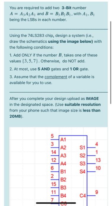 Solved You are required to add two 3-Bit number A = A3A2A, | Chegg.com