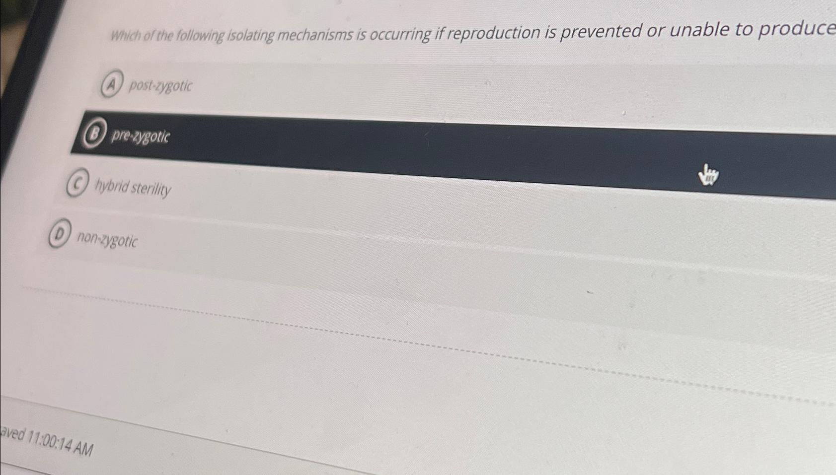 Solved Which of the following isolating mechanisms is | Chegg.com