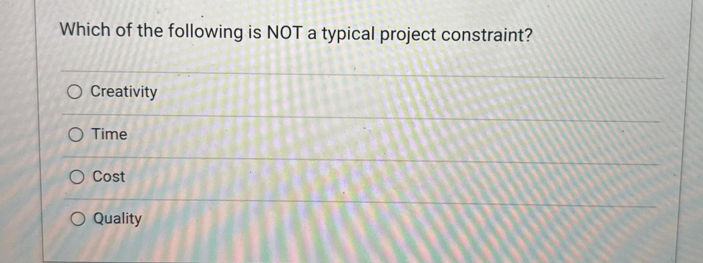 Solved Which of the following is NOT a typical project | Chegg.com
