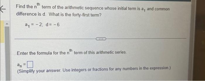 Solved 1-2 Find the n term of the arithmetic sequence whose | Chegg.com