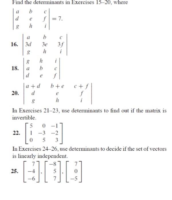 Solved ∣∣adgbehcfi∣∣=7 16. ∣∣a3dgb3ehc3fi∣∣ 18. | Chegg.com
