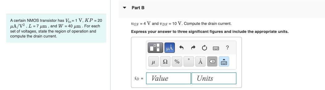 Solved Part BA certain NMOS transistor has | Chegg.com