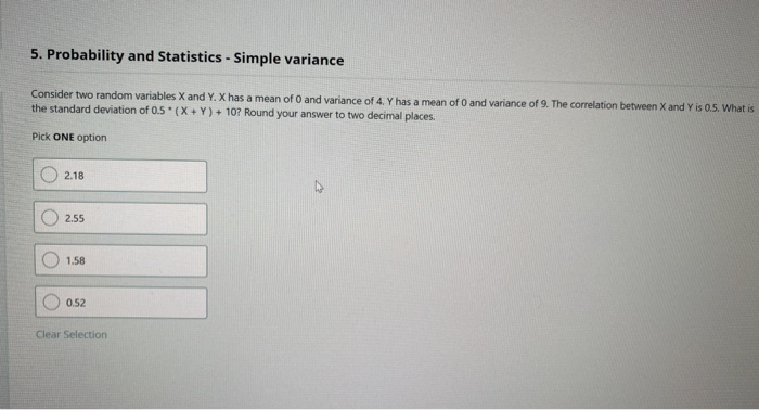 Solved 5. Probability and Statistics - Simple variance | Chegg.com