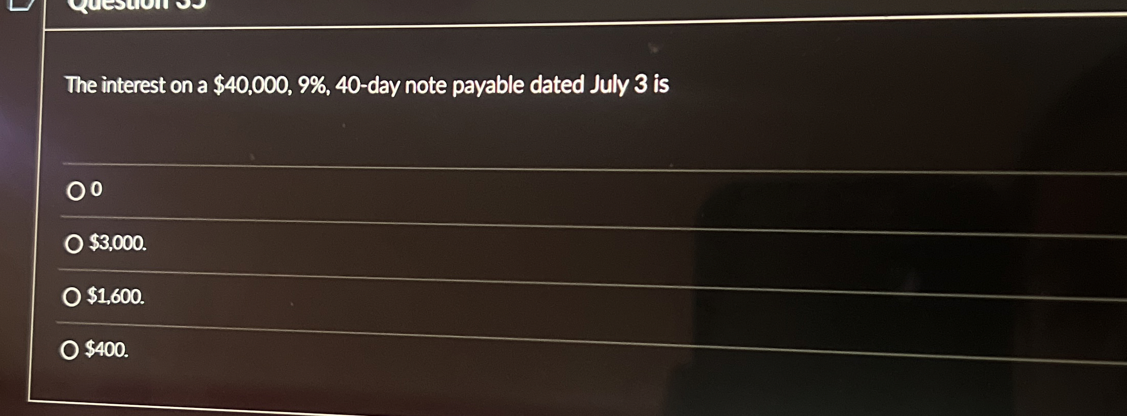 Solved The interest on a $40,000,9%, 40 -day note payable | Chegg.com