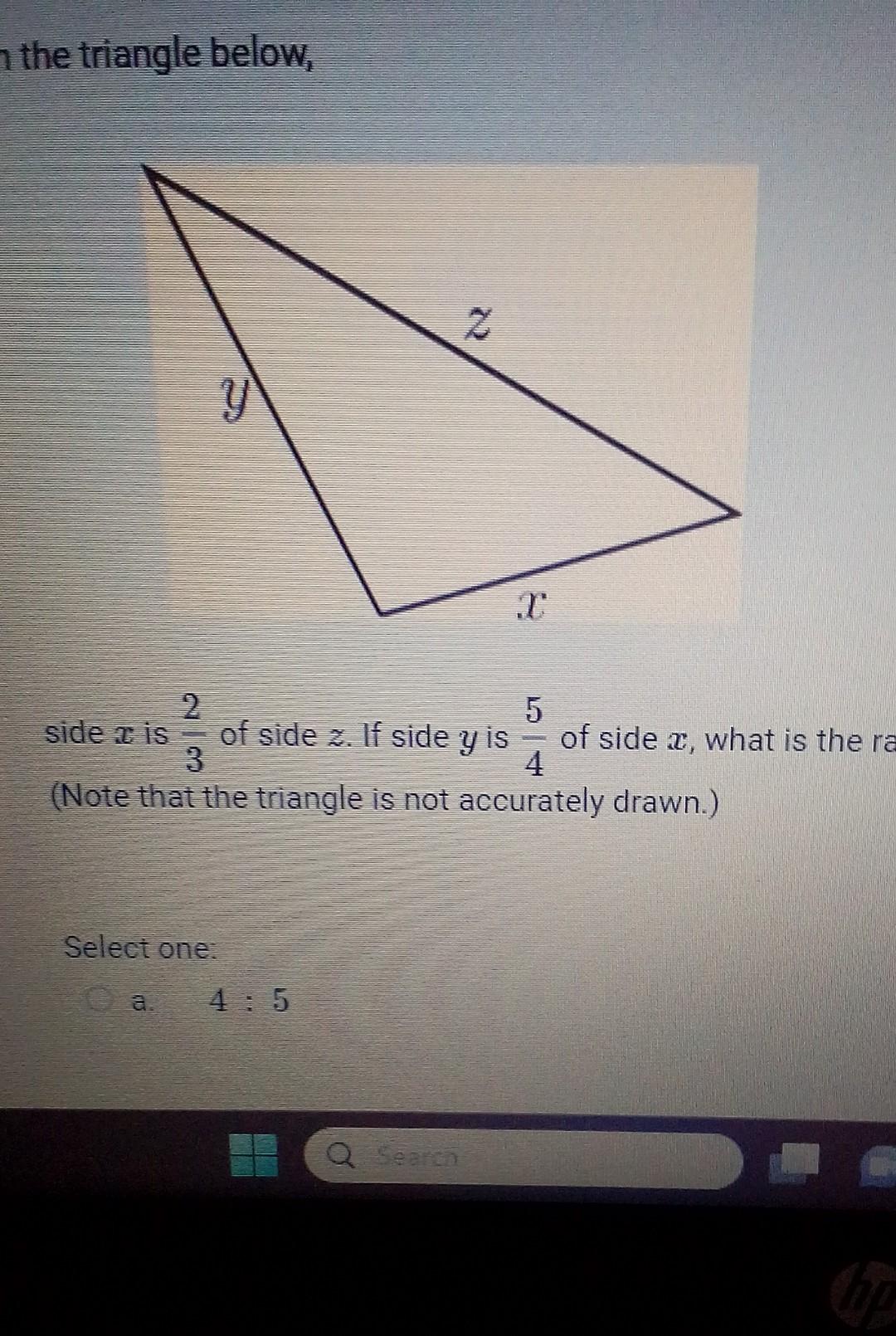 Solved ithe triangle below, side \\( x \\) is \\( | Chegg.com