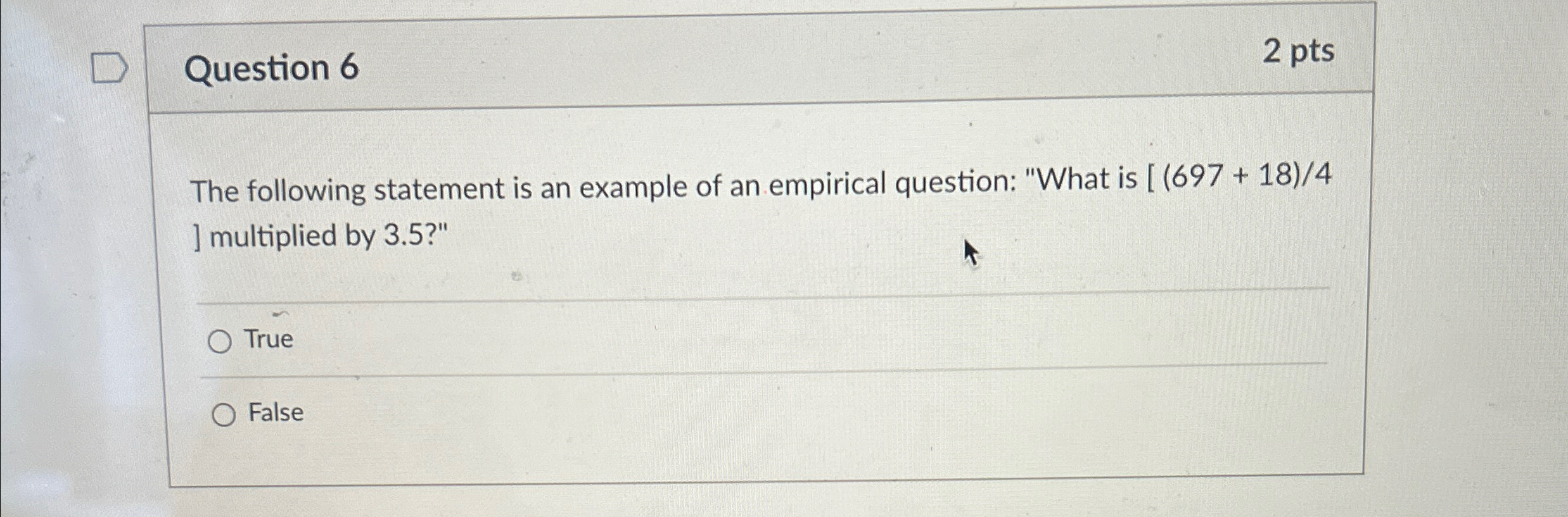 Solved Question 62 ptsThe following statement is an example | Chegg.com Solved Question 62 ptsThe following statement is an example | Chegg.com