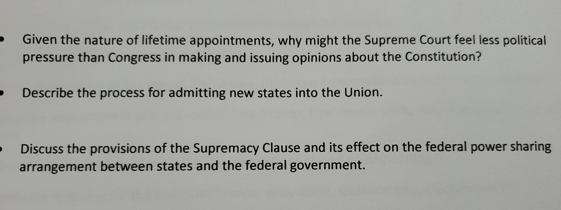 Given the nature of lifetime appointments, why might | Chegg.com