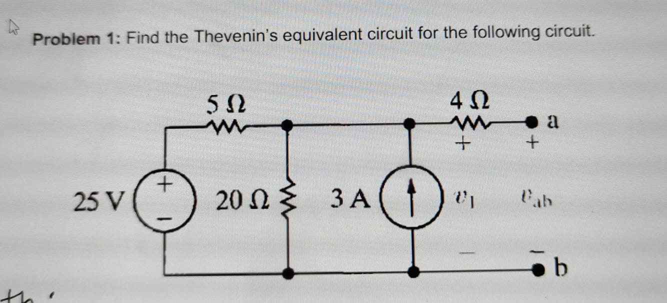 Solved Problem 1: Find the Thevenin's equivalent circuit for | Chegg.com