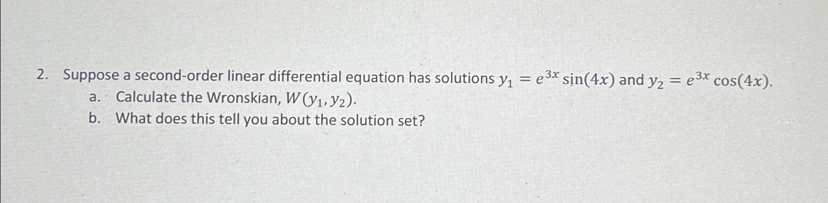 Solved Suppose a second-order linear differential equation | Chegg.com