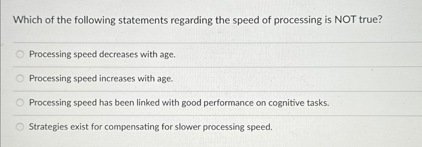Solved Which of the following statements regarding the speed | Chegg.com