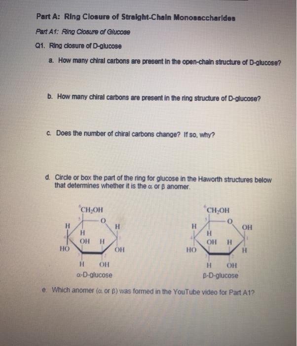 Solved Part A: Ring Closure of Straight-Chain | Chegg.com