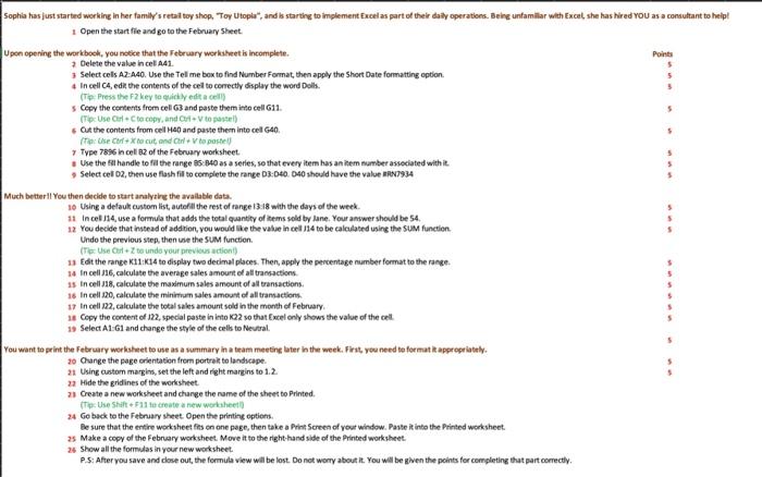 Solved 1 Open the start file and go to the February sheet. | Chegg.com