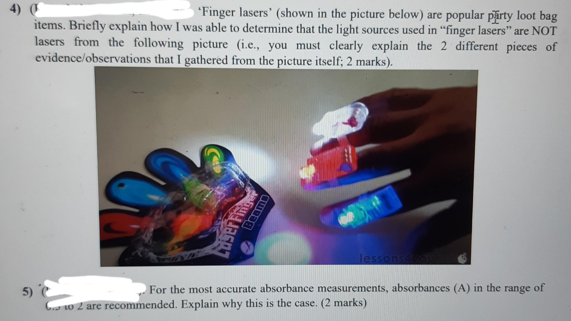 Solved 4) (F 'Finger lasers' (shown in the picture below) | Chegg.com