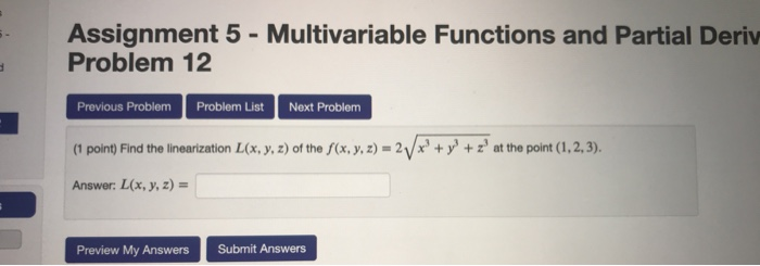 Solved Assignment 5 - Multivariable Functions and Partial | Chegg.com
