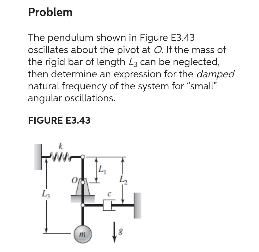 Solved The pendulum shown in Figure E3.43 oscillates about | Chegg.com