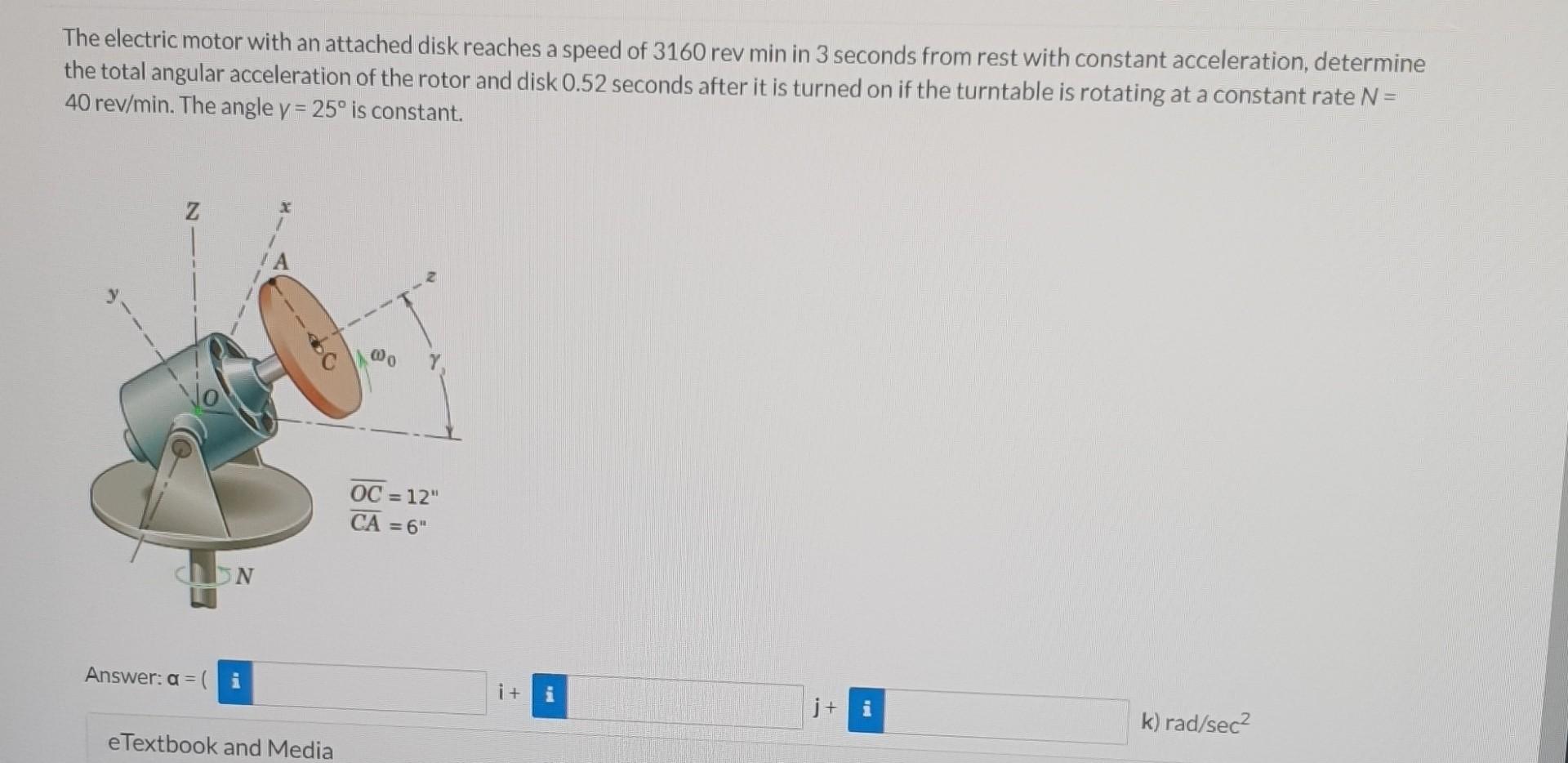 Solved The electric motor with an attached disk reaches a | Chegg.com