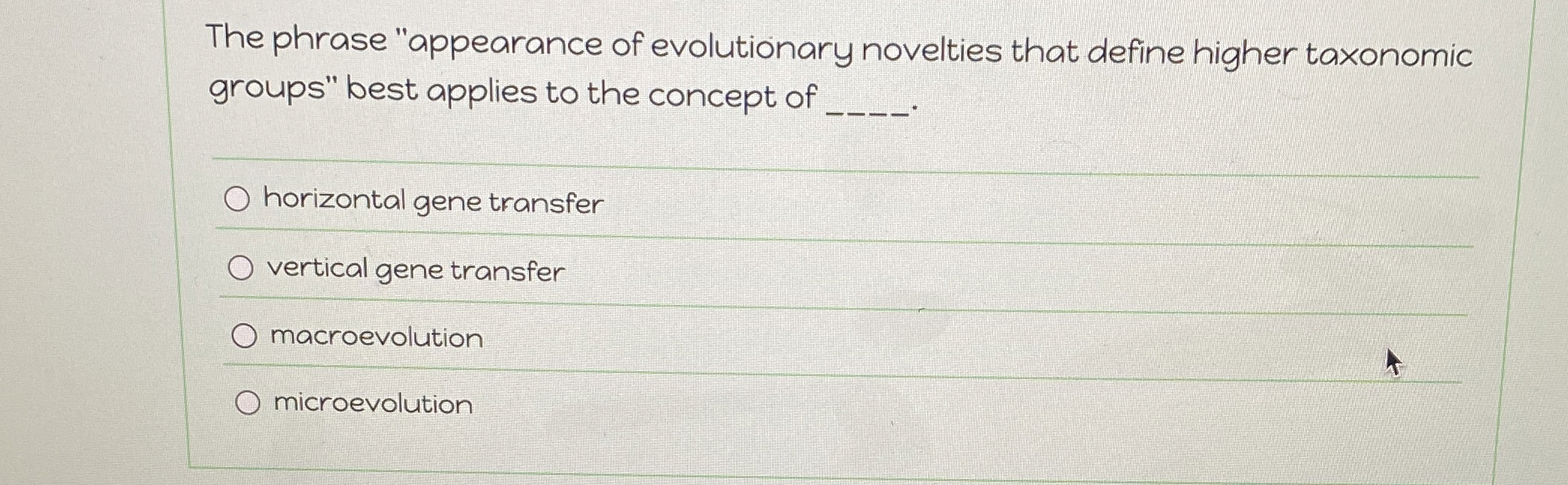 Solved The phrase "appearance of evolutionary novelties that | Chegg.com