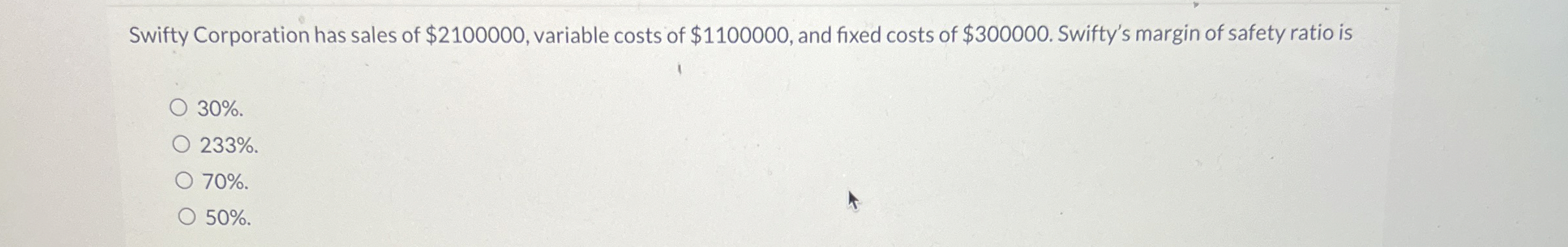Solved Swifty Corporation has sales of $2100000, ﻿variable | Chegg.com