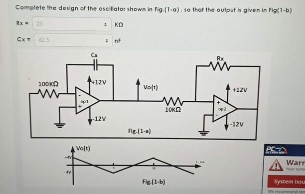 Solved Complete the design of the oscillator shown in | Chegg.com