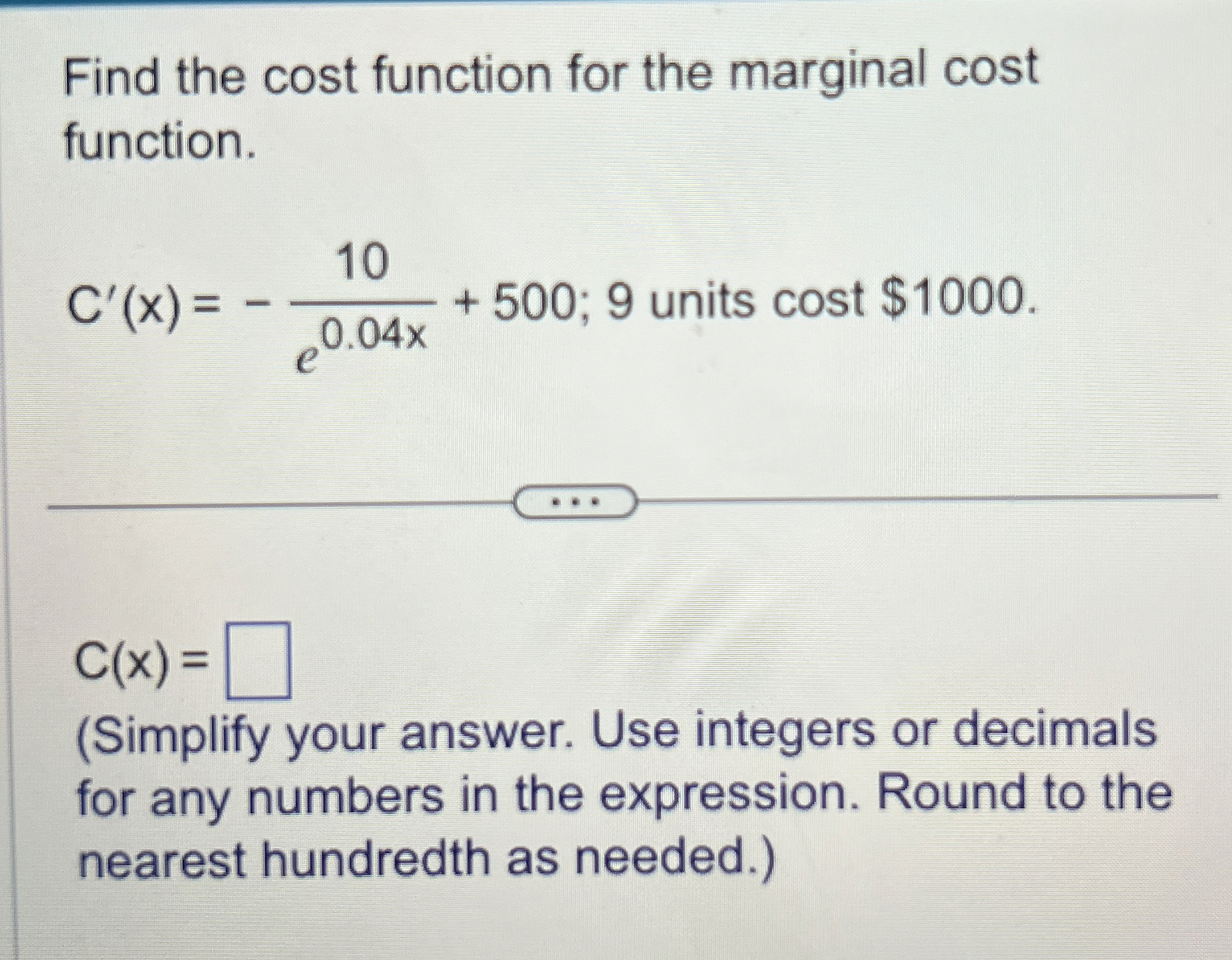 Solved Find the cost function for the marginal cost | Chegg.com
