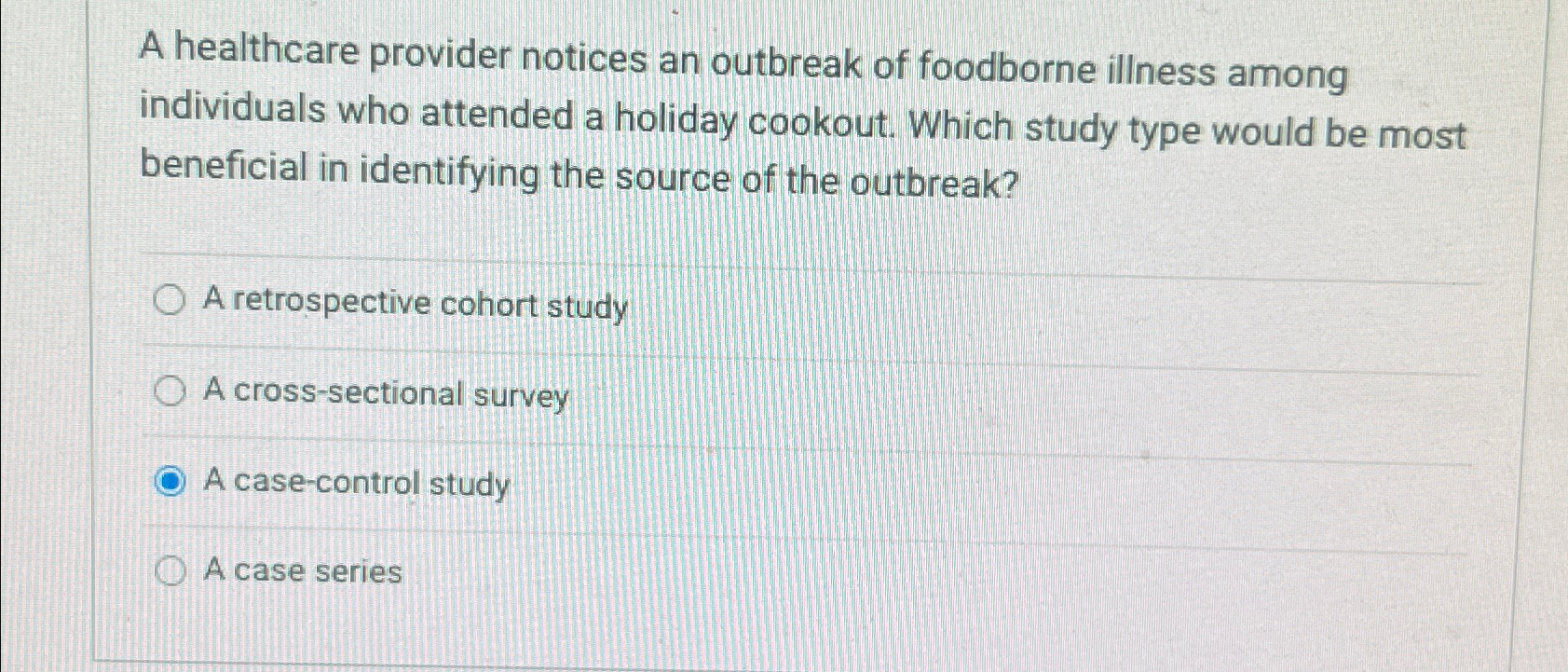 Solved A healthcare provider notices an outbreak of | Chegg.com