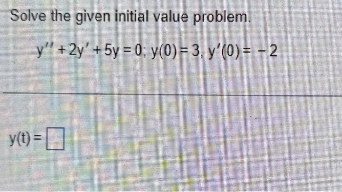 Solved Solve the given initial value problem. | Chegg.com