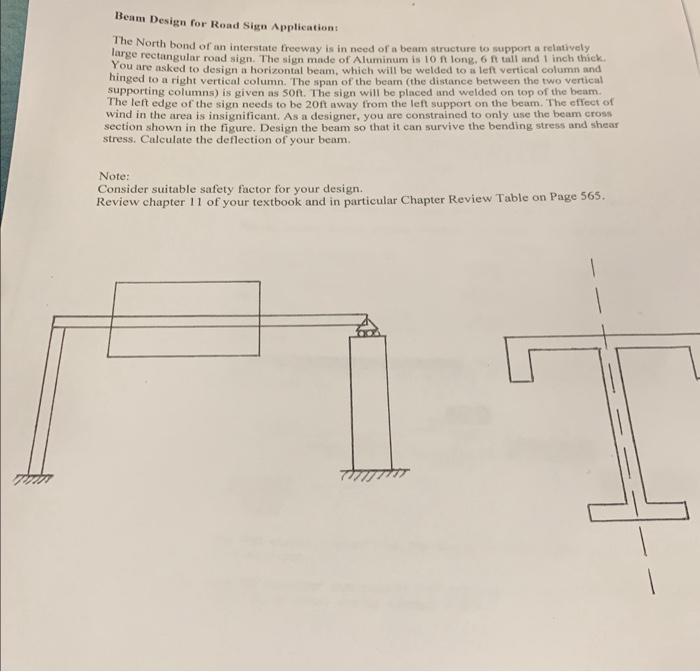 Solved Beam Design for Road Sign Applieation: The North bond | Chegg.com