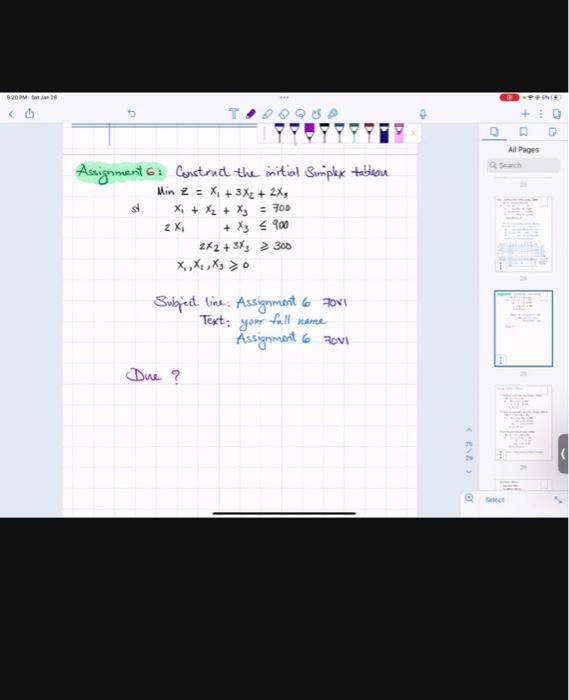 Solved Assignment 6: Construd the initial Simply tableat | Chegg.com